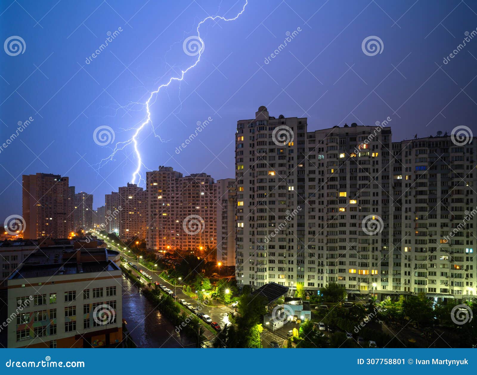 Lightning In The City At Night Editorial Photo | CartoonDealer.com ...