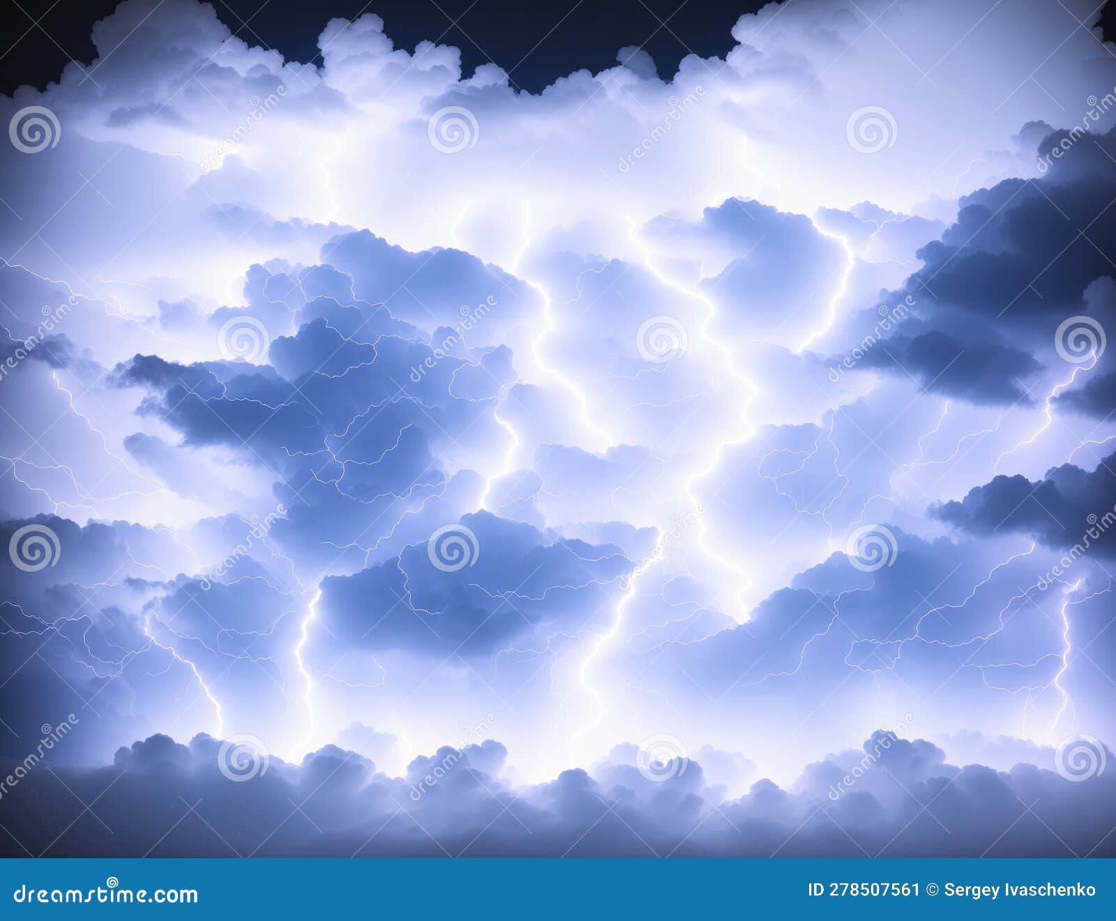 Lightning in the clouds. stock illustration. Illustration of horizon - 278507561