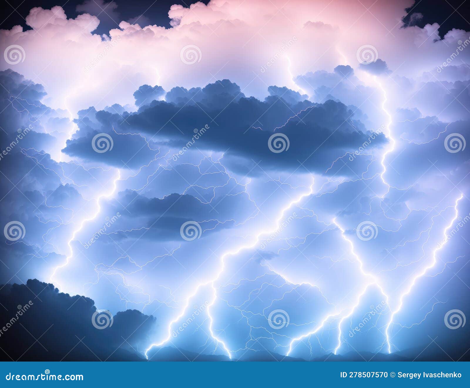 Lightning in the clouds. stock illustration. Illustration of created ...