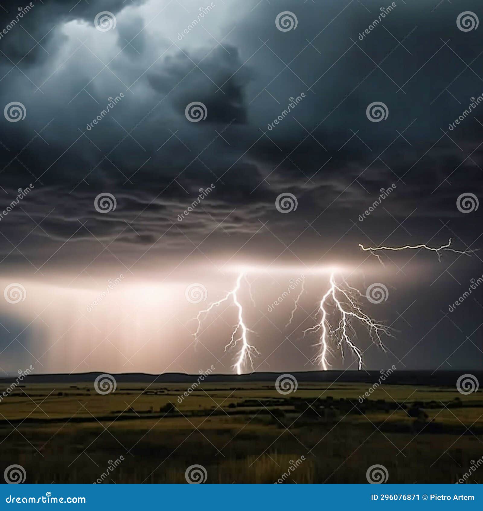 Lightning in a cloudy sky. stock image. Image of nature - 296076871