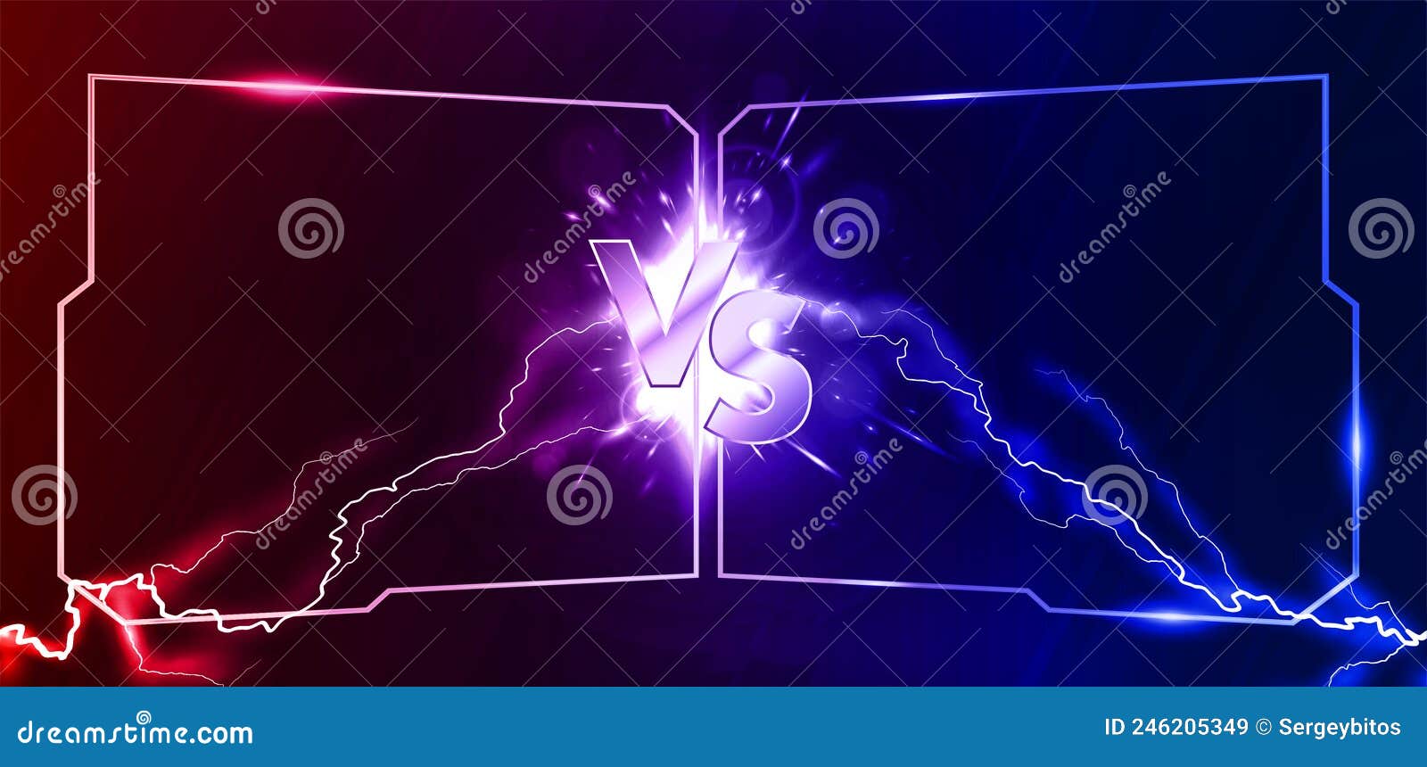 Lightning Collision Red and Blue Background with VS Letters, Concept ...