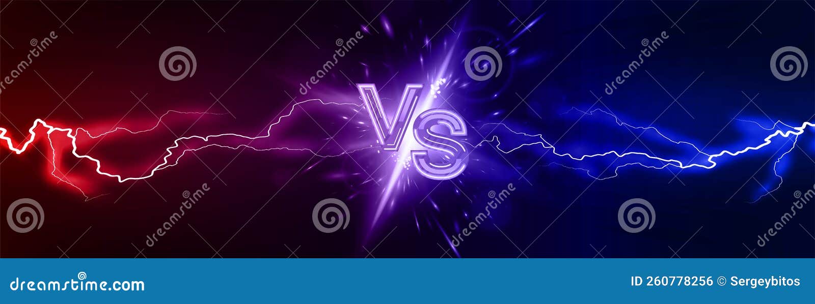 Lightning Collision Red and Blue Versus Background with Letters VS ...