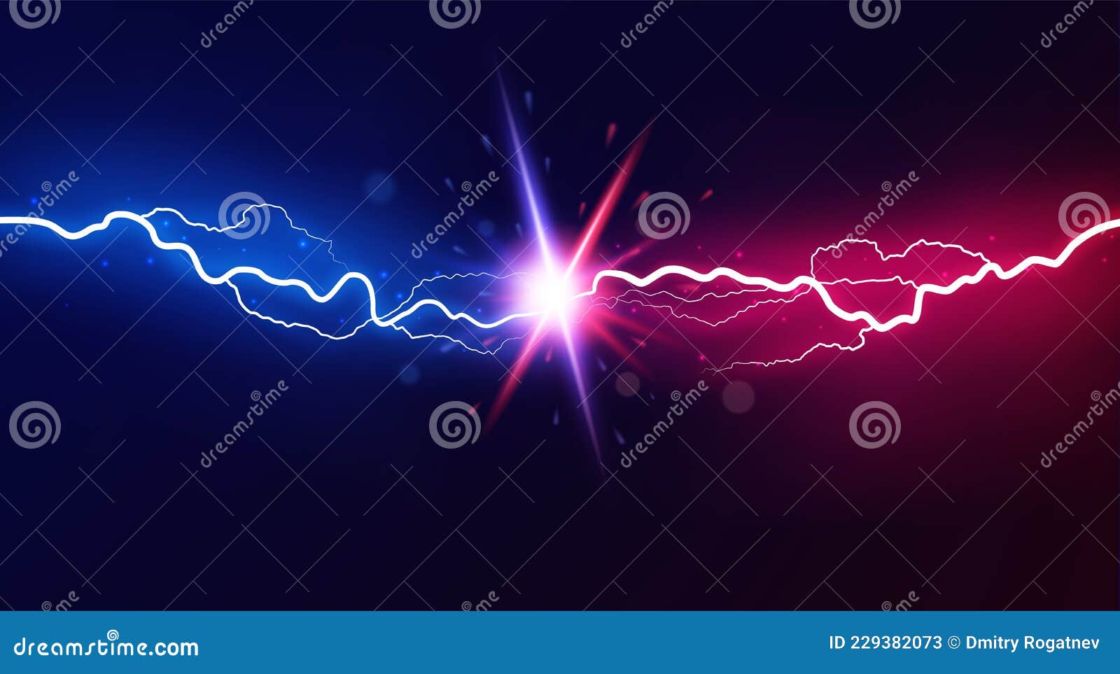 Lightning Collision. Powerful Colored Lightnings, Electric Forces ...