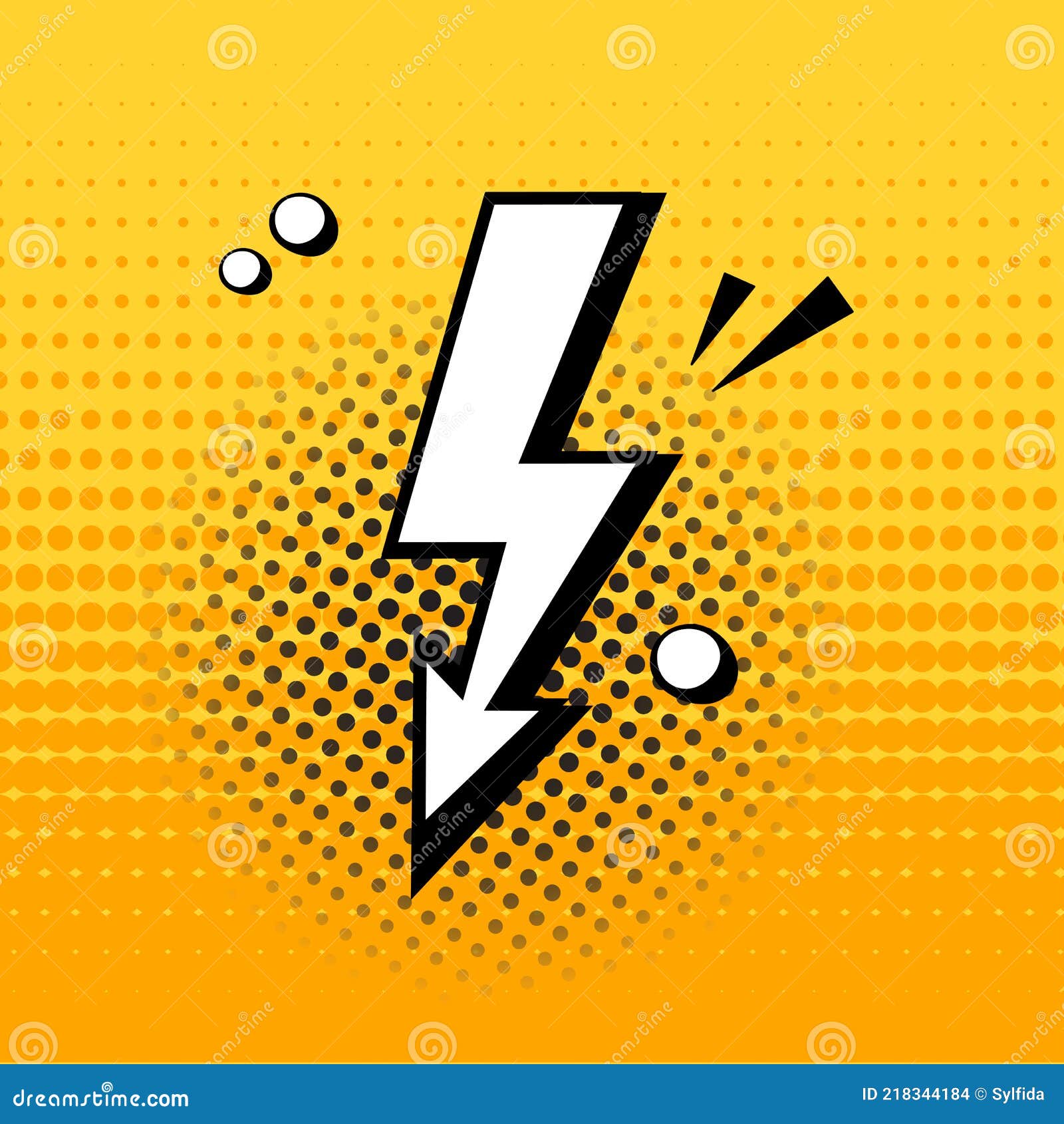 Lightning. Comic Speech Bubble on Yellow Background in Pop Art Style ...