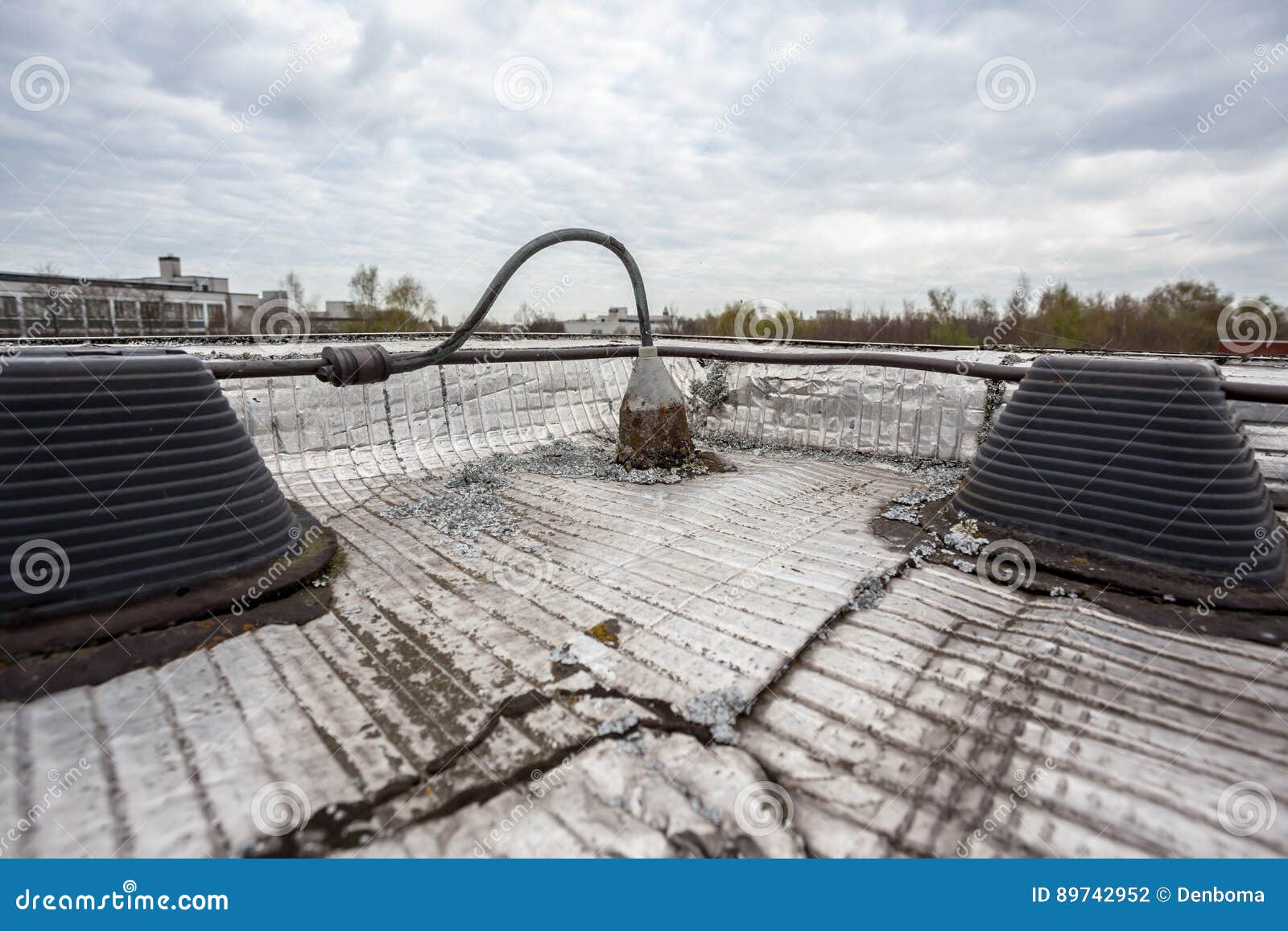 Lightning Conductor of a Building Stock Photo - Image of metallic ...