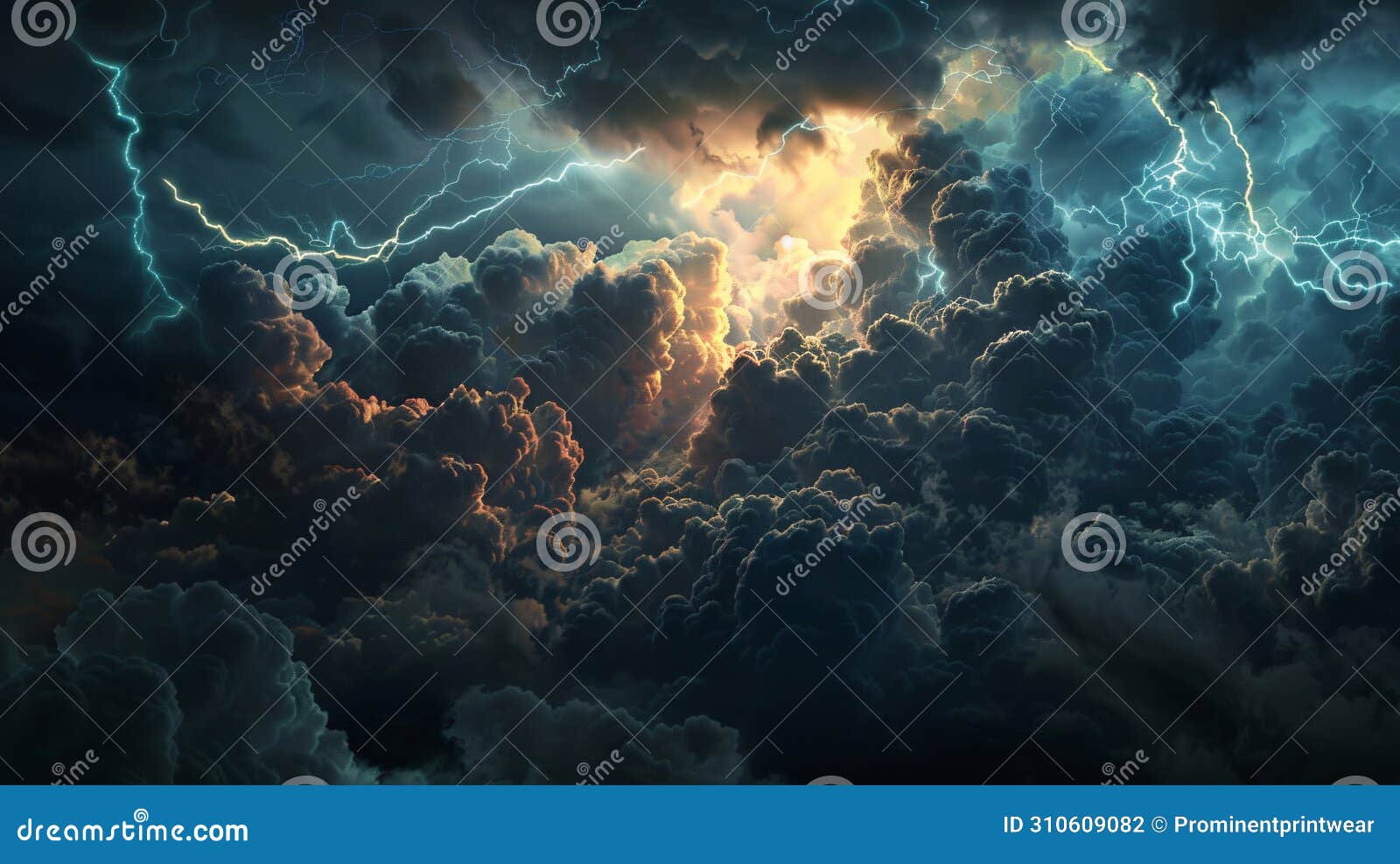 Lightning Dark Cloud Effect with Multiple Colors of Lightning during a ...