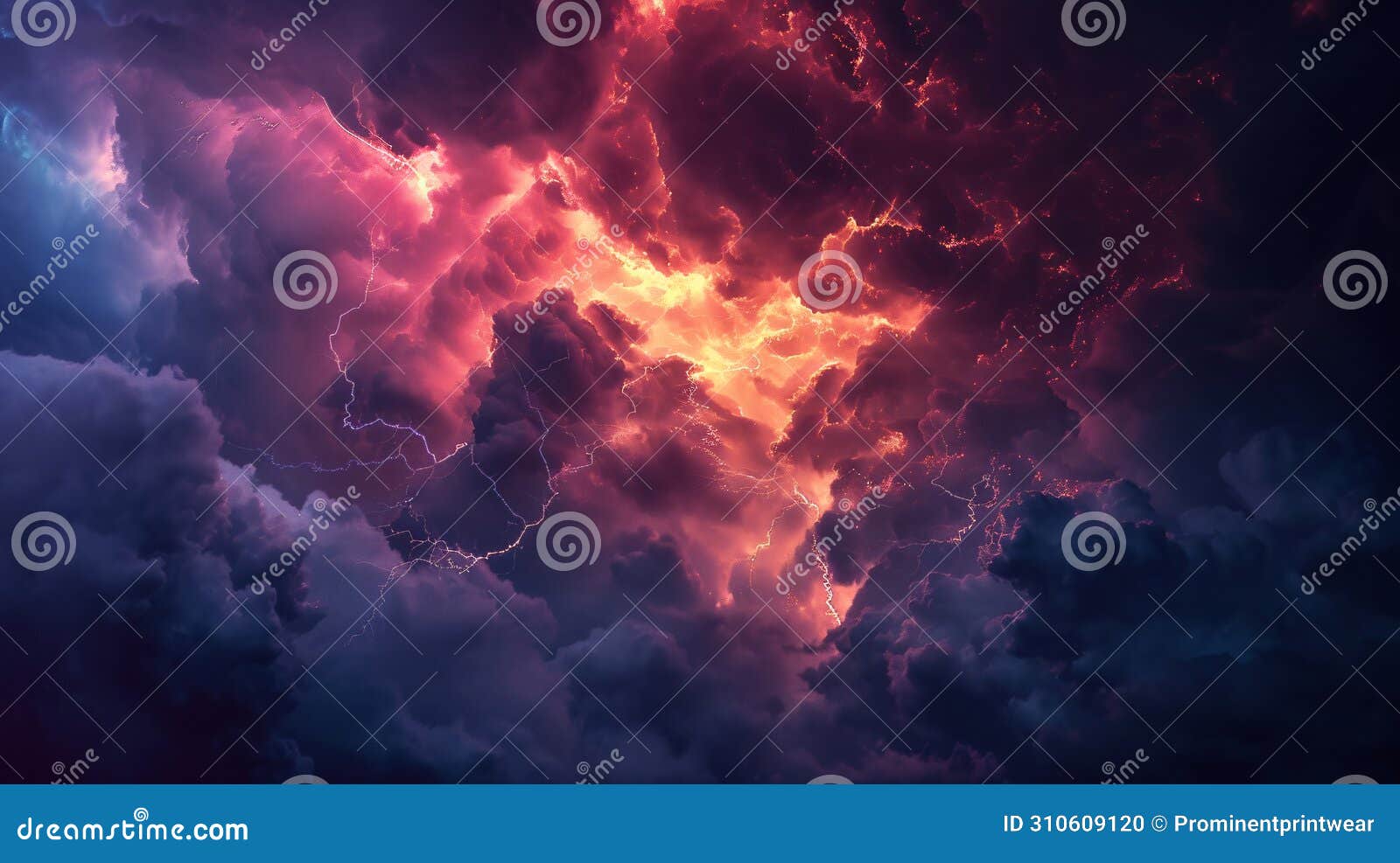 Lightning Dark Cloud Effect with Multiple Colors of Lightning during a ...