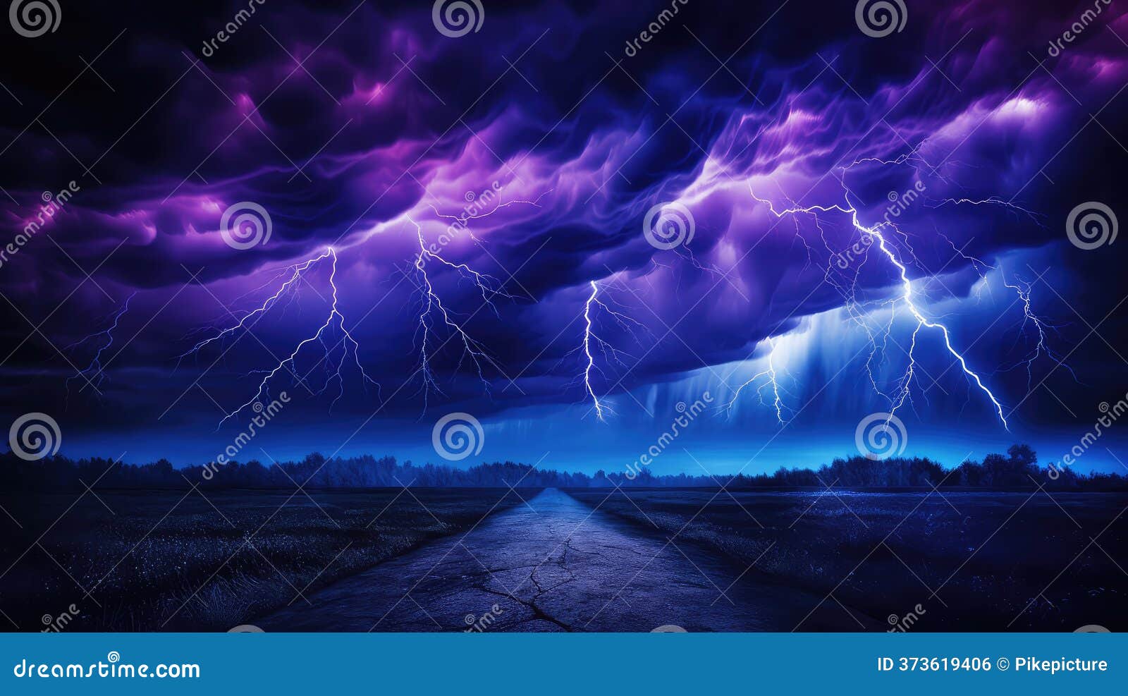 Lightning Dark Cloud Effect With Multiple Colors Of Lightning During A ...