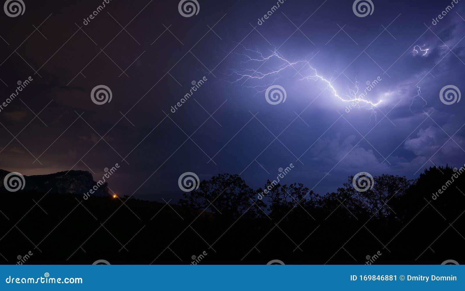 Lightning in the Sky Panoramic Stock Image - Image of light, climate ...