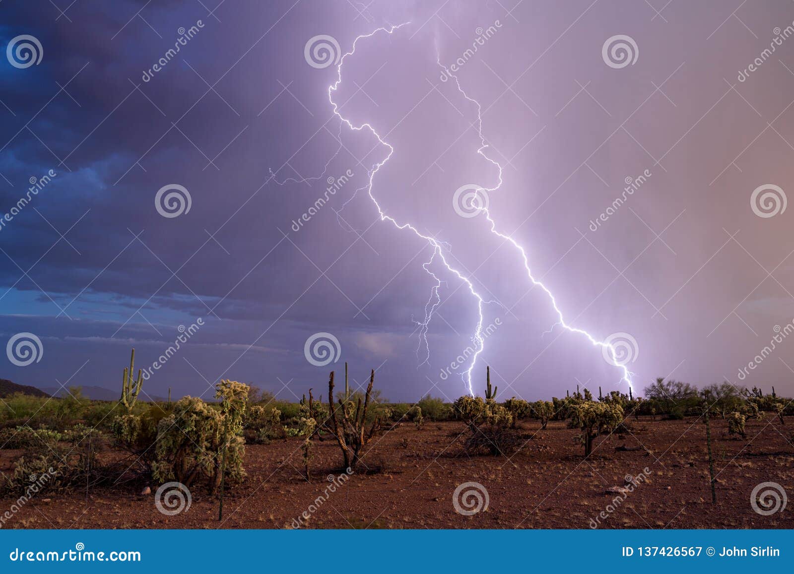 Lightning in the desert stock image. Image of arizona - 137426567