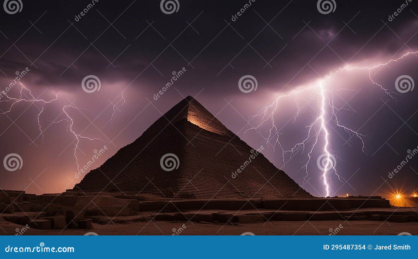 Lightning in the Desert Pyramid Lightning Stock Illustration ...
