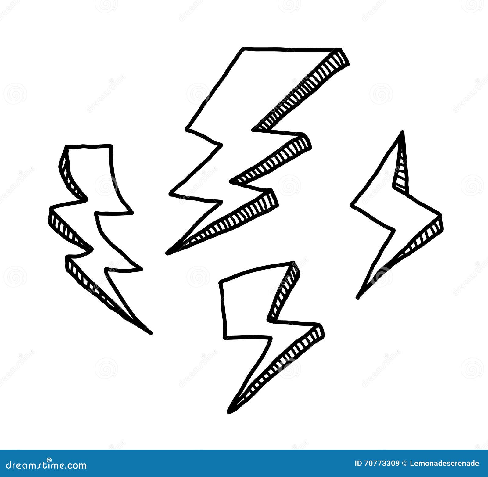 Lightning Doodle Set stock vector. Illustration of storm - 70773309