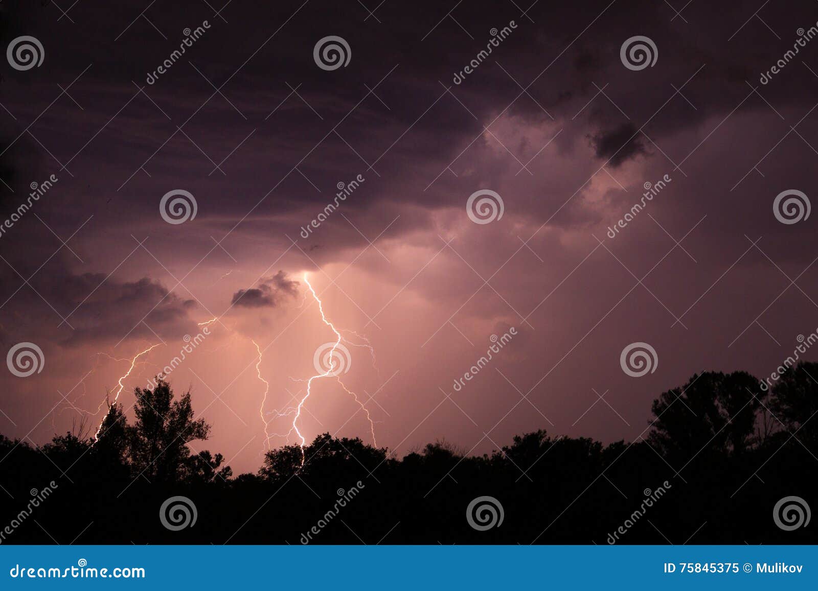 Lightning with Dramatic Clouds. Stock Image - Image of powerful ...