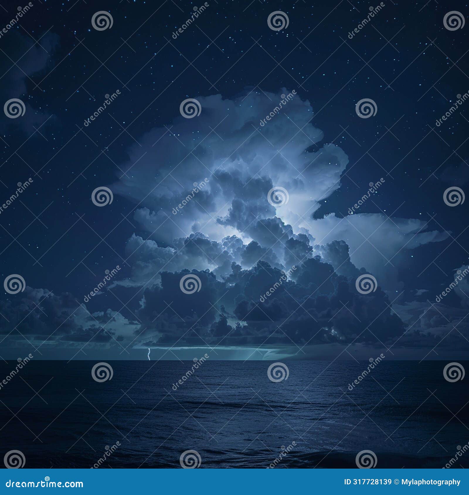 Night Thunderstorm, Lightning With Dramatic Clouds. Generative AI ...
