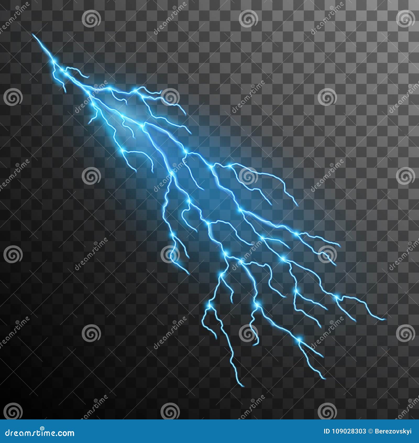 Lightning On Transparent Background. Realistic Thunder Storm. Vector ...