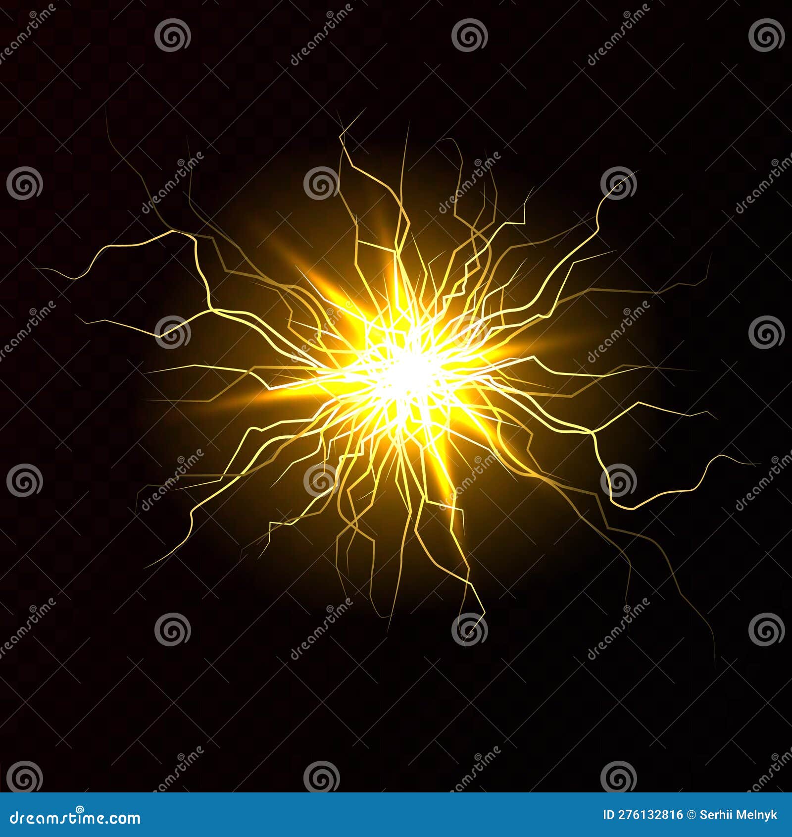 Set Of Lightnings. Thunderbolt Effect. Bright Power Electrical Strike ...
