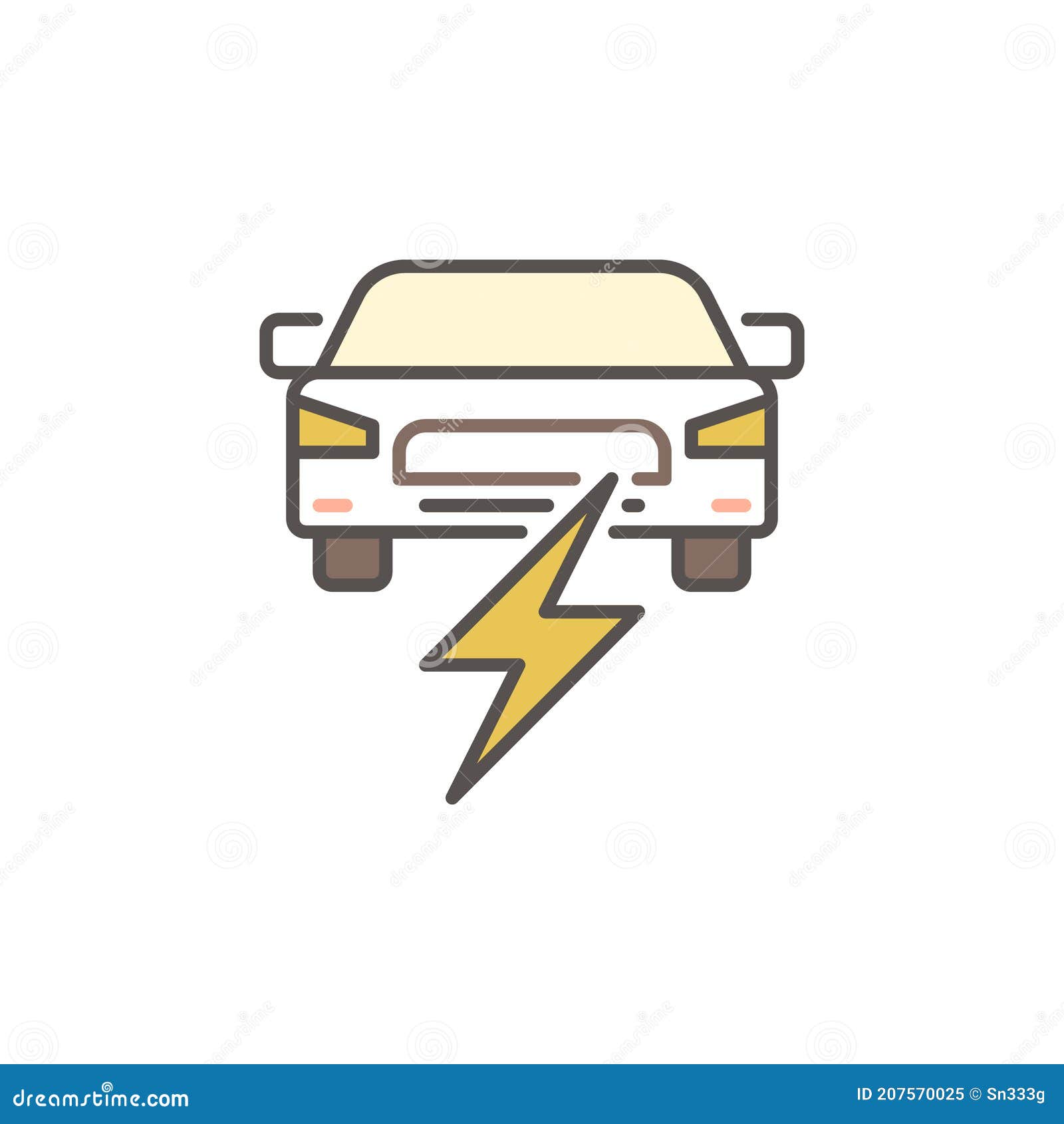 Lightning with EV Vector Concept Colored Icon Stock Illustration ...