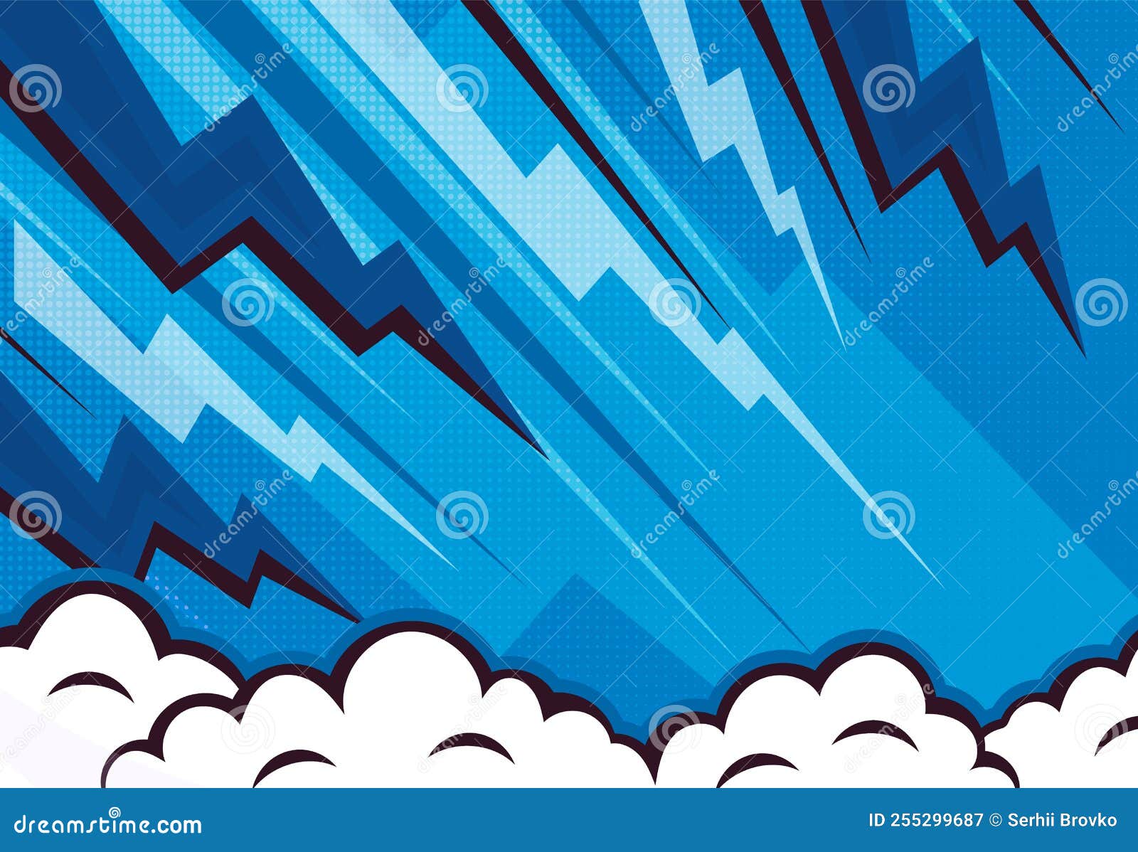 Lightning Explosion with Cloud Pop Art Retro Comic Style Background ...