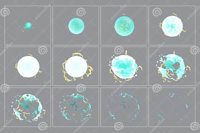 Lightning Explosion Special Effect Animation Frames Stock Vector ...