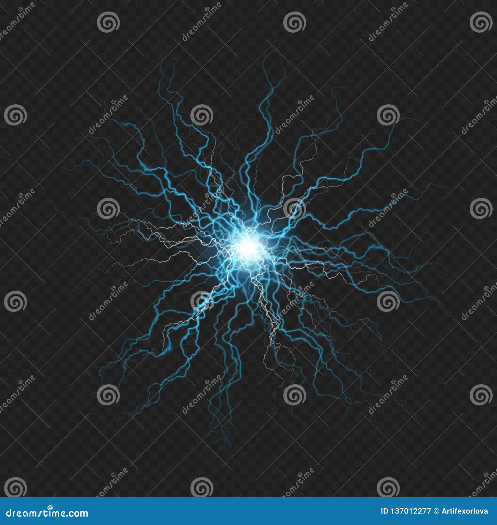 Lightning Flash Discharge Of Electricity On Transparent Background ...