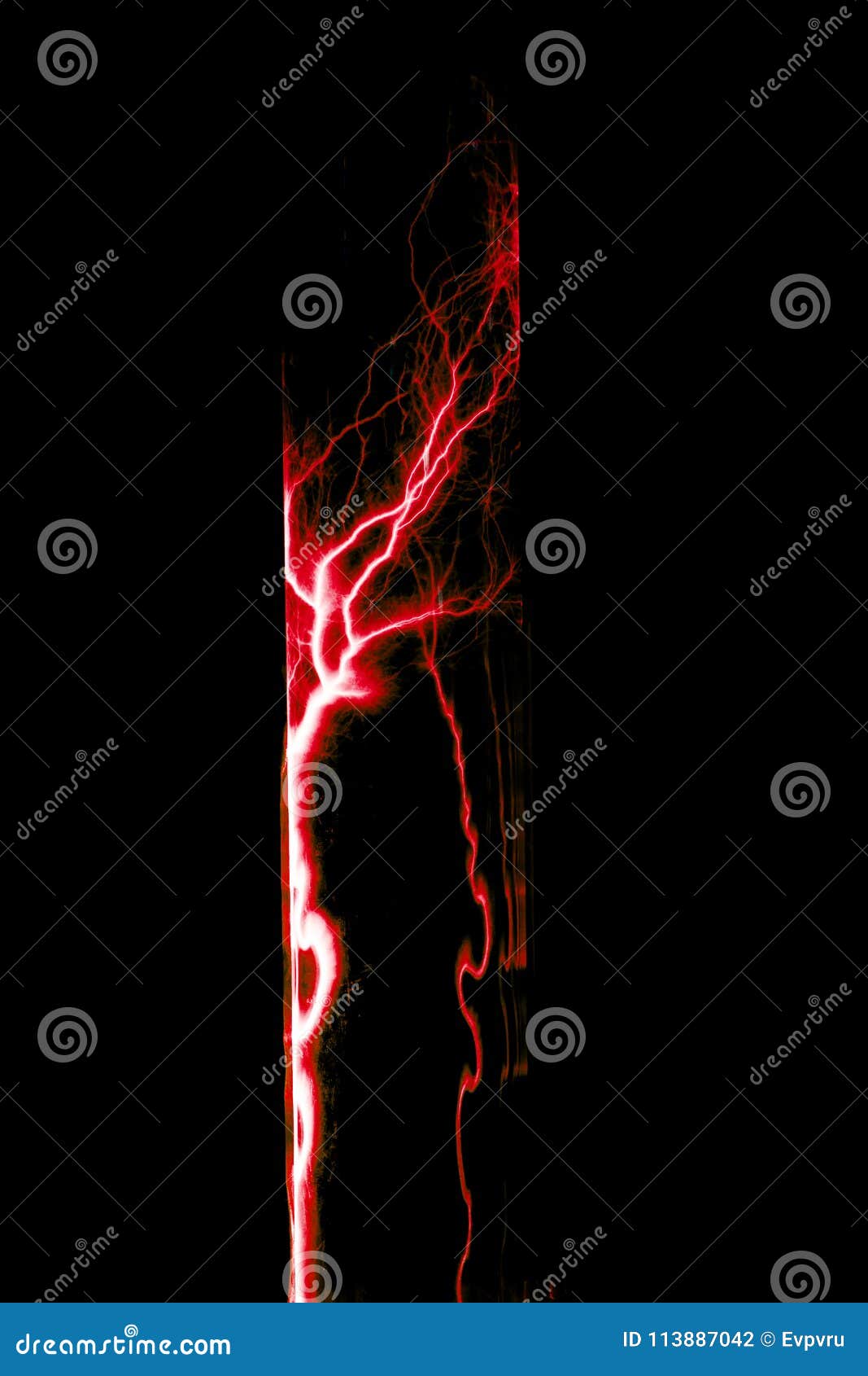 Lightning Flash Discharge Of Electricity On Transparent Background. Red ...
