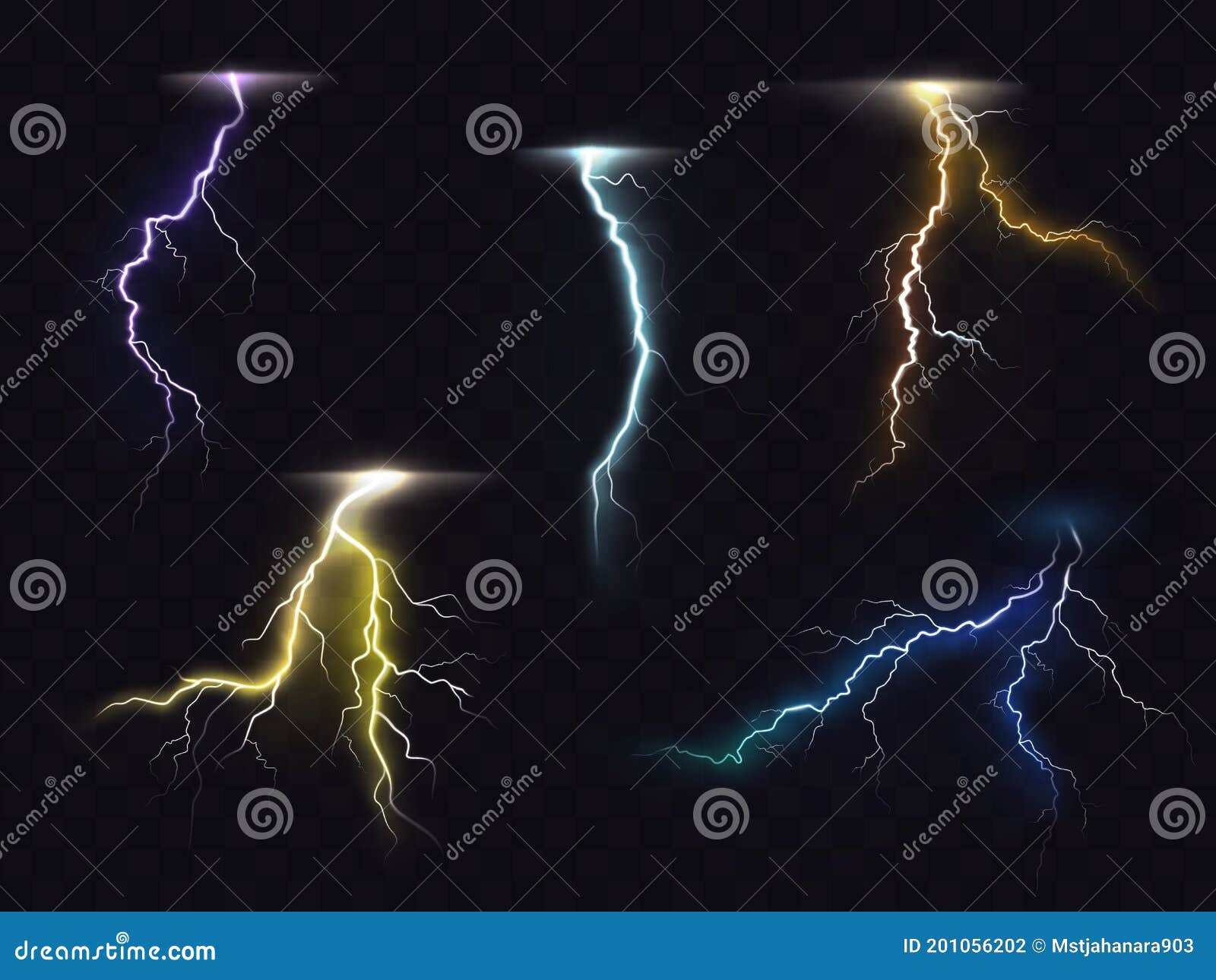 Lightning Flash Glowing Light Effects Vector Set Stock Vector ...
