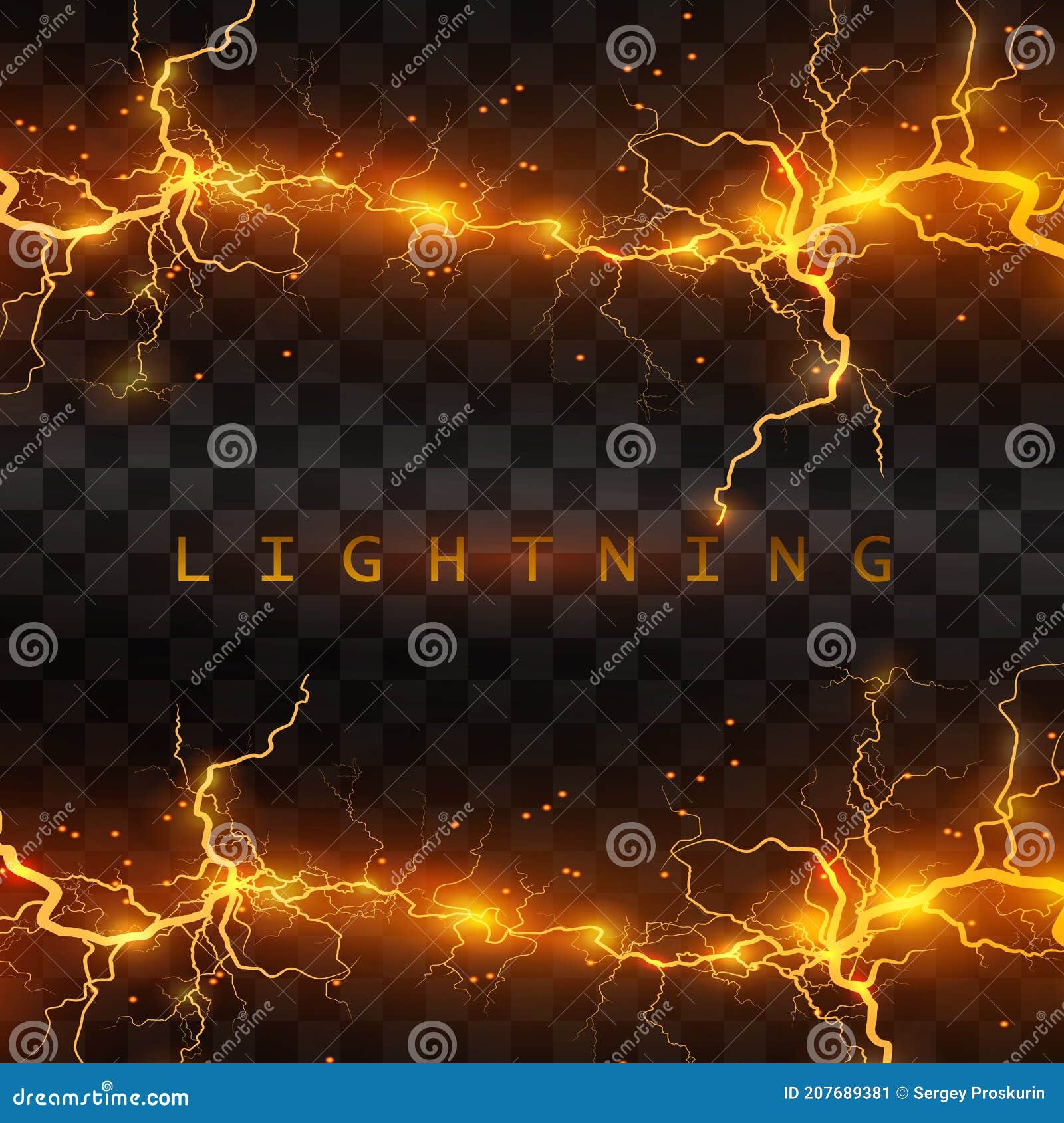 Lightning Flash Light Thunder Sparks on a Transparent Background Stock ...