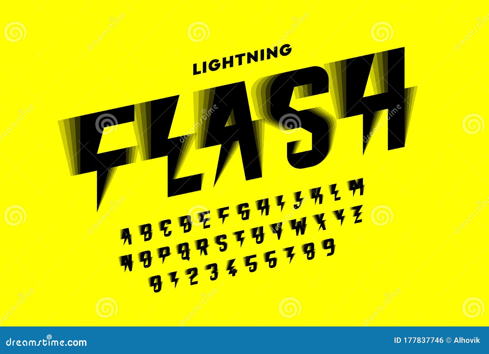 Lightning flash style font stock vector. Illustration of shock - 177837746
