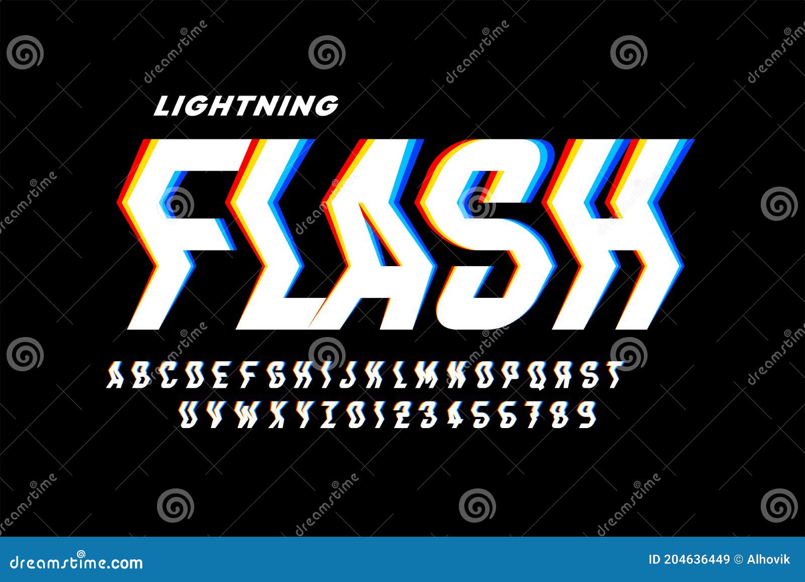 Lightning flash style font stock vector. Illustration of shadow - 204636449