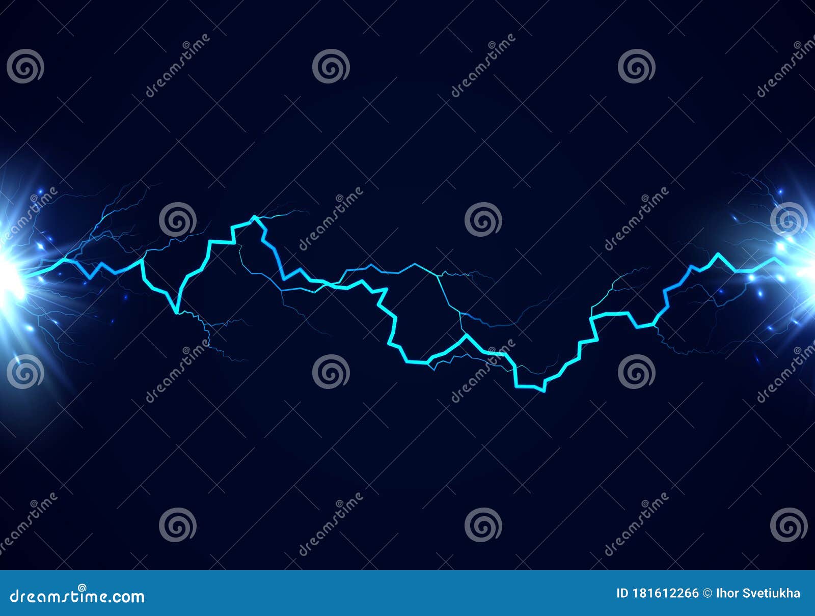 Lightning and Flash. Thunderbolt Effect. Bright Power Electrical Strike ...