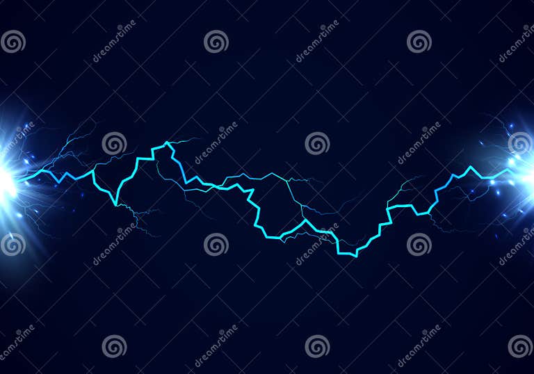 Lightning and Flash. Thunderbolt Effect. Bright Power Electrical Strike ...