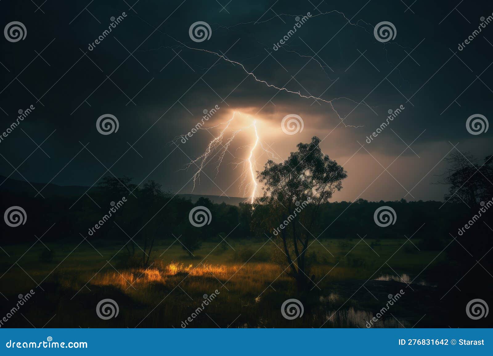 Lightning Flashes on Dramatic Night Sky, Lightning Strikes in Wild ...