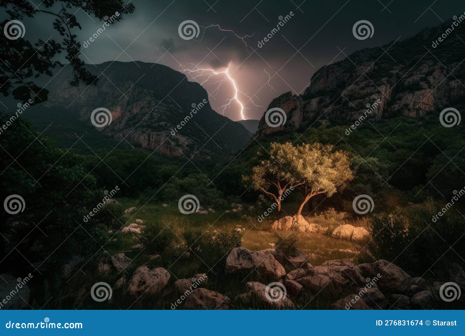 Lightning Flashes on Dramatic Night Sky, Lightning Strikes in Wild ...