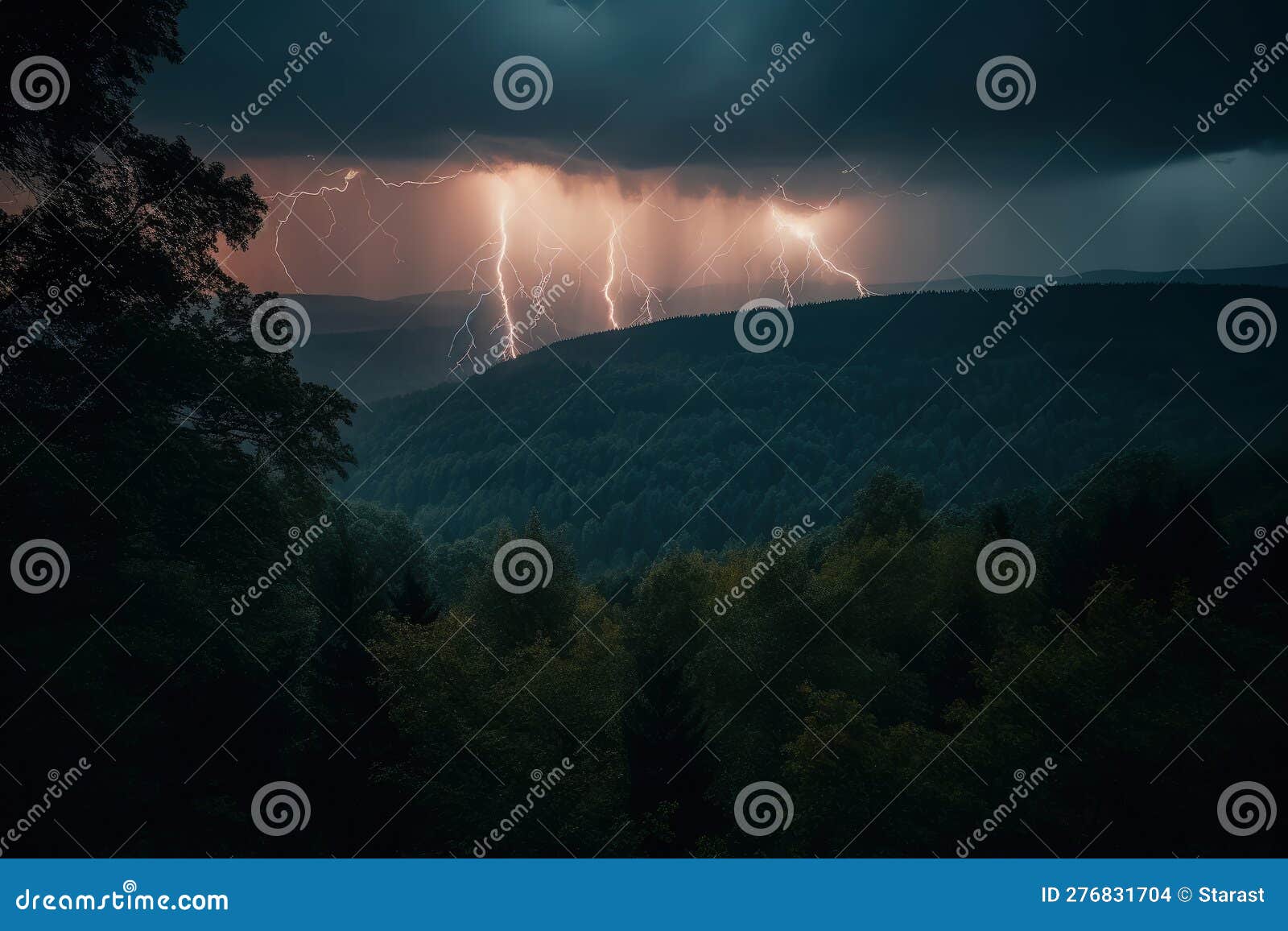 Lightning Flashes On Dramatic Night Sky, Lightning Strikes In Wild ...