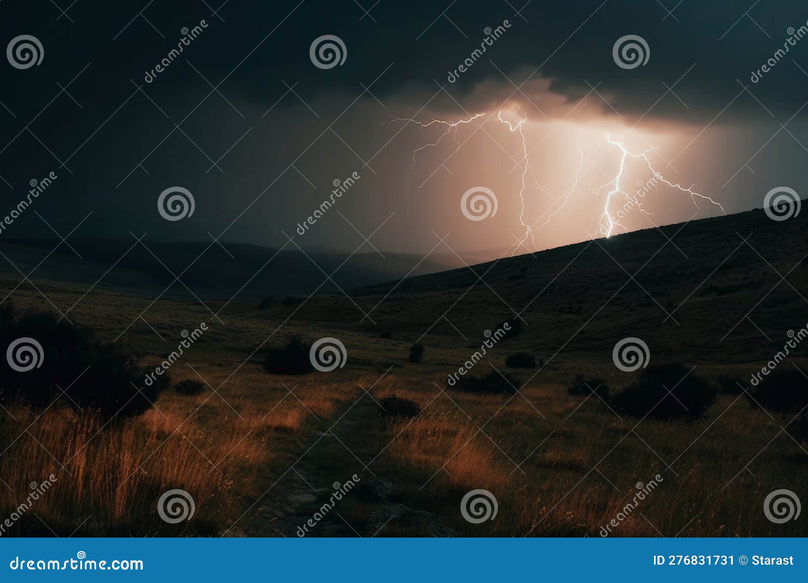 Lightning Flashes on Dramatic Night Sky, Lightning Strikes in Wild ...