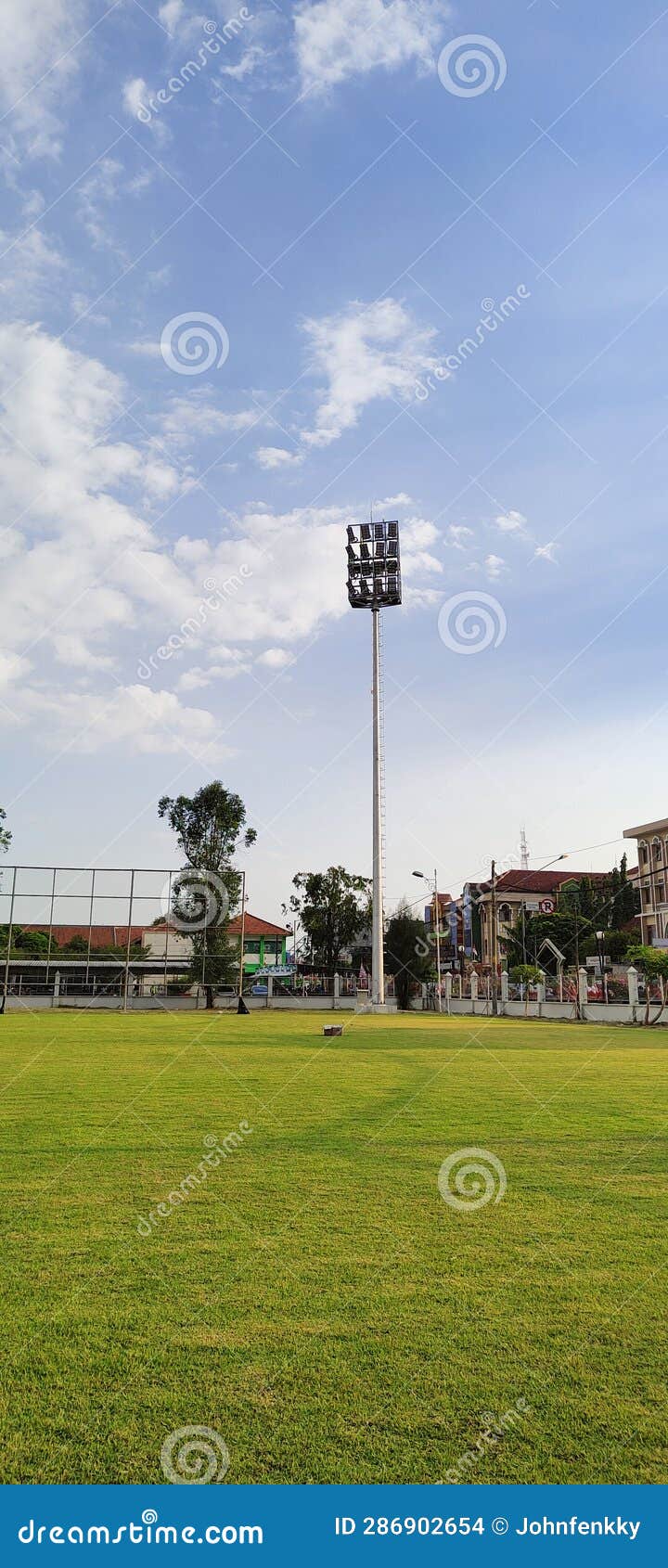 The Lightning of the Football Field Stock Photo - Image of football ...