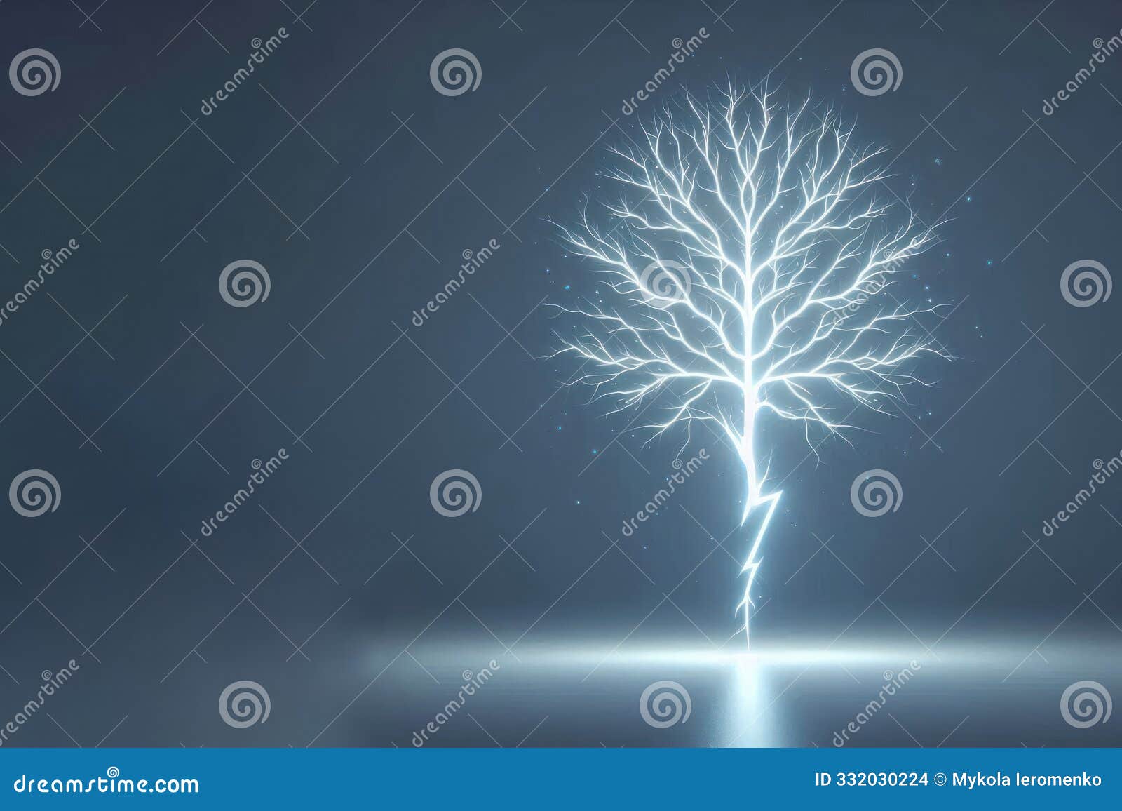 Lightning in the Form of a Tree. Space for Text. Stock Photo - Image of ...