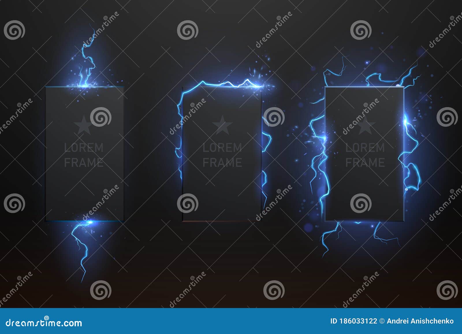 Lightning Frame. Thunderbolt Realistic Effect Rectangular Border With ...