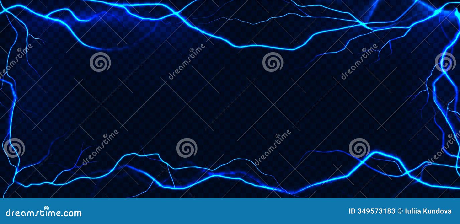 Lightning Frame. Thunderbolt Realistic Effect Rectangular Border with ...