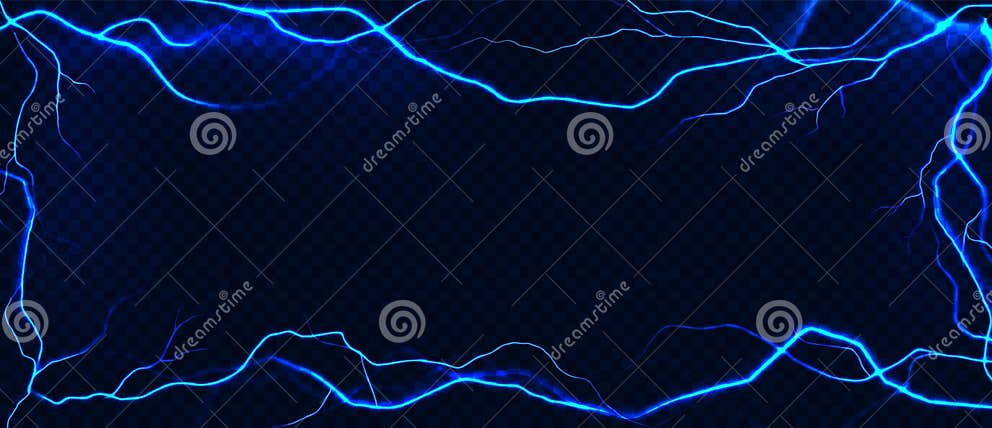 Lightning Frame. Thunderbolt Realistic Effect Rectangular Border with ...