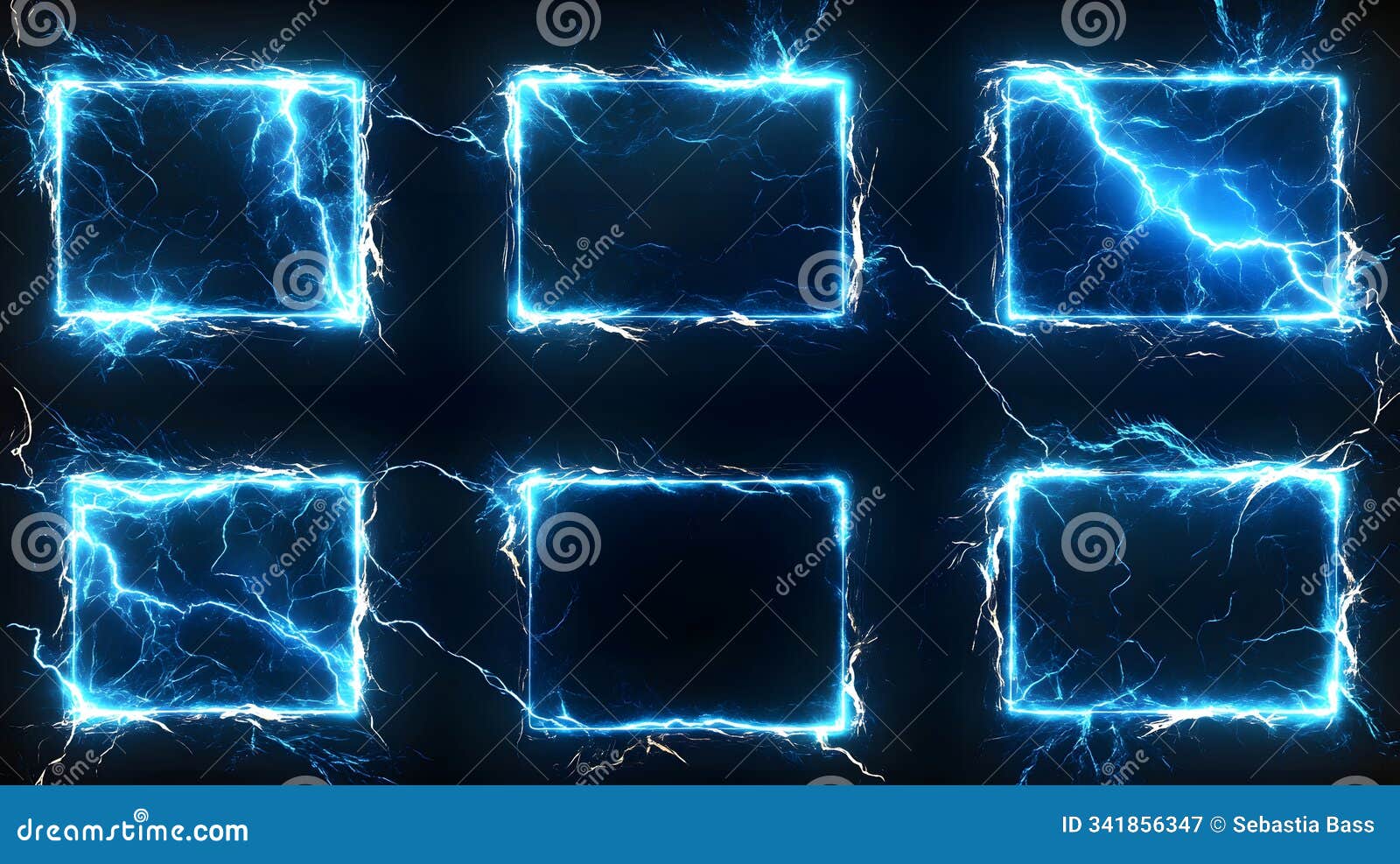 Lightning Frames, Blue Electric Borders of Rectangular and Square ...