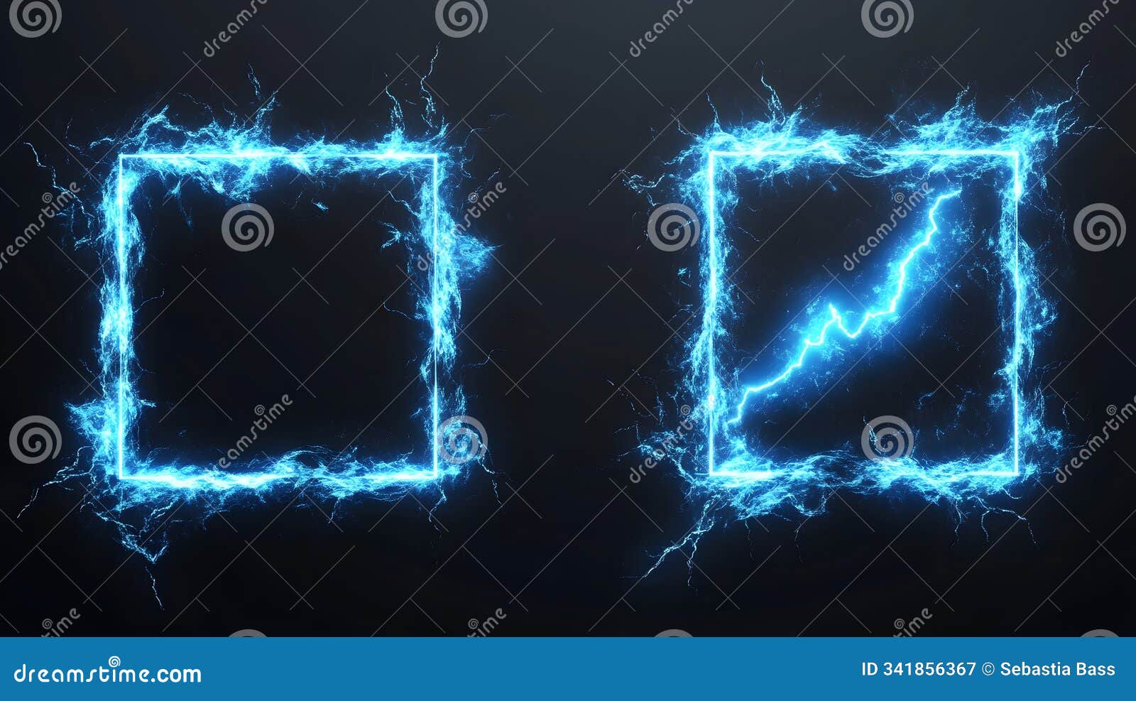 Lightning Frames, Blue Electric Borders of Rectangular and Square ...