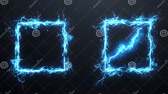 Lightning Frames, Blue Electric Borders of Rectangular and Square ...
