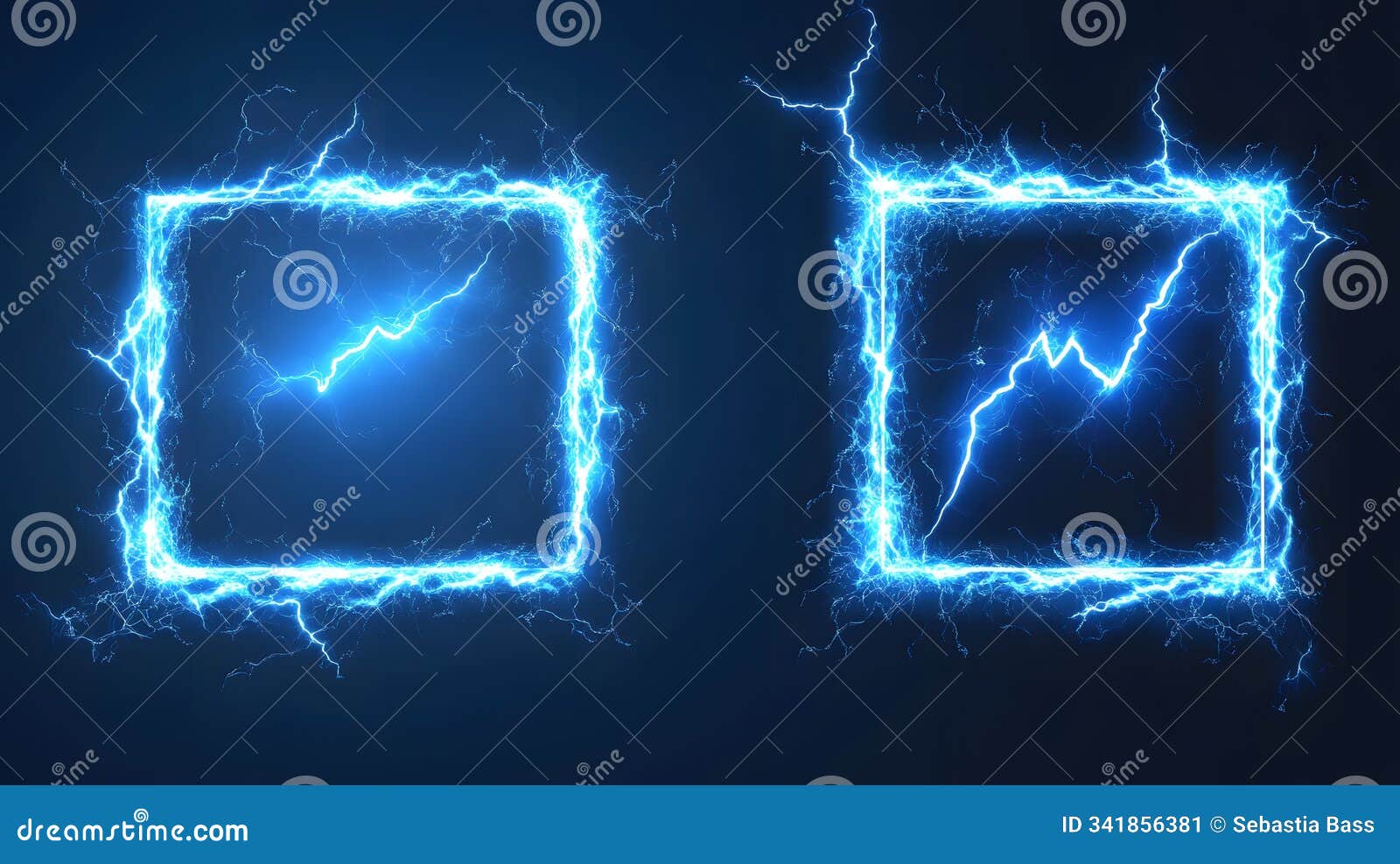 Lightning Frames, Blue Electric Borders of Rectangular and Square ...