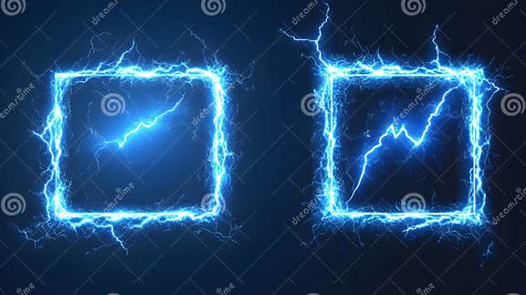 Lightning Frames, Blue Electric Borders of Rectangular and Square ...