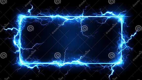 Lightning Frames, Blue Electric Borders of Rectangular and Square ...