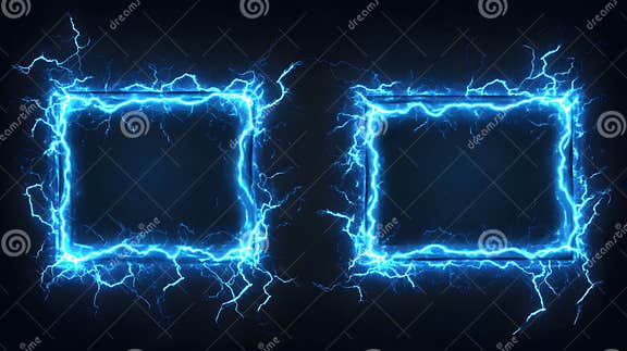 Lightning Frames, Blue Electric Borders of Rectangular and Square ...