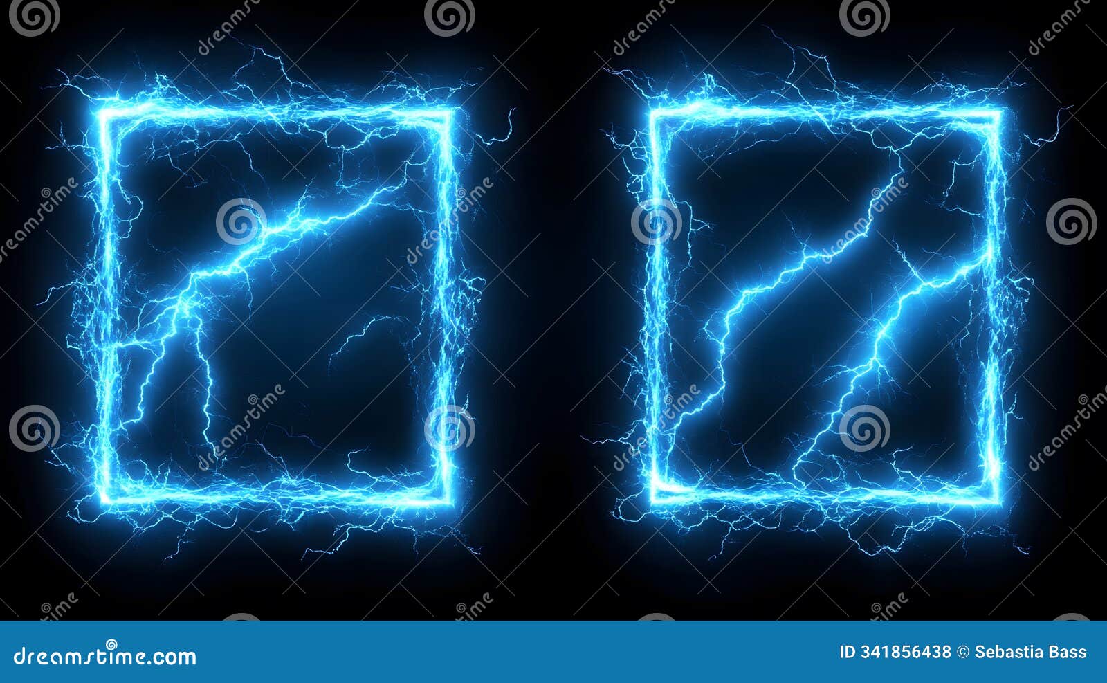 Lightning Frames, Blue Electric Borders of Rectangular and Square ...