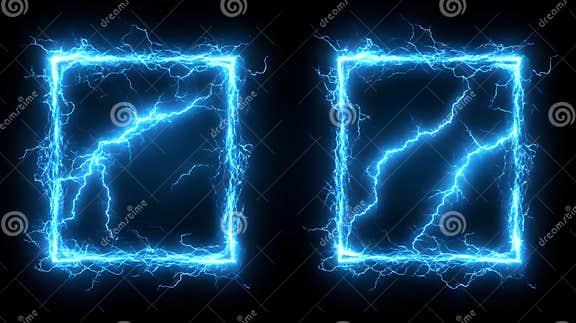 Lightning Frames, Blue Electric Borders of Rectangular and Square ...