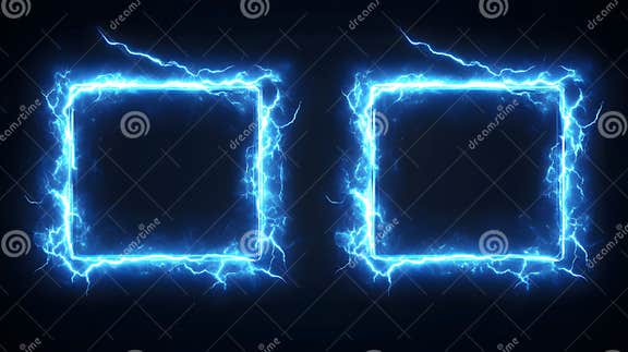 Lightning Frames, Blue Electric Borders of Rectangular and Square ...